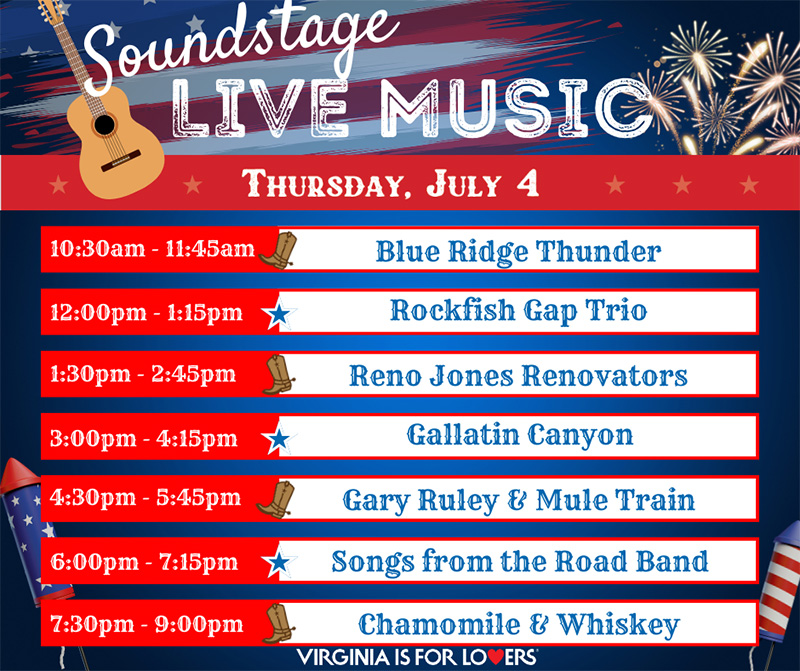 Music Schedule – Stars & Spurs at Oak Ridge Virginia